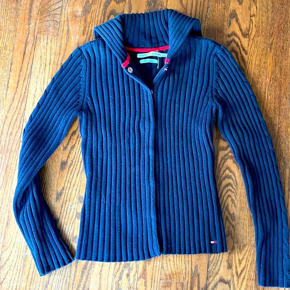 Tommy Hilfiger | Sweaters | Th Ribbed Navy Inspired Cardigan Snap ...